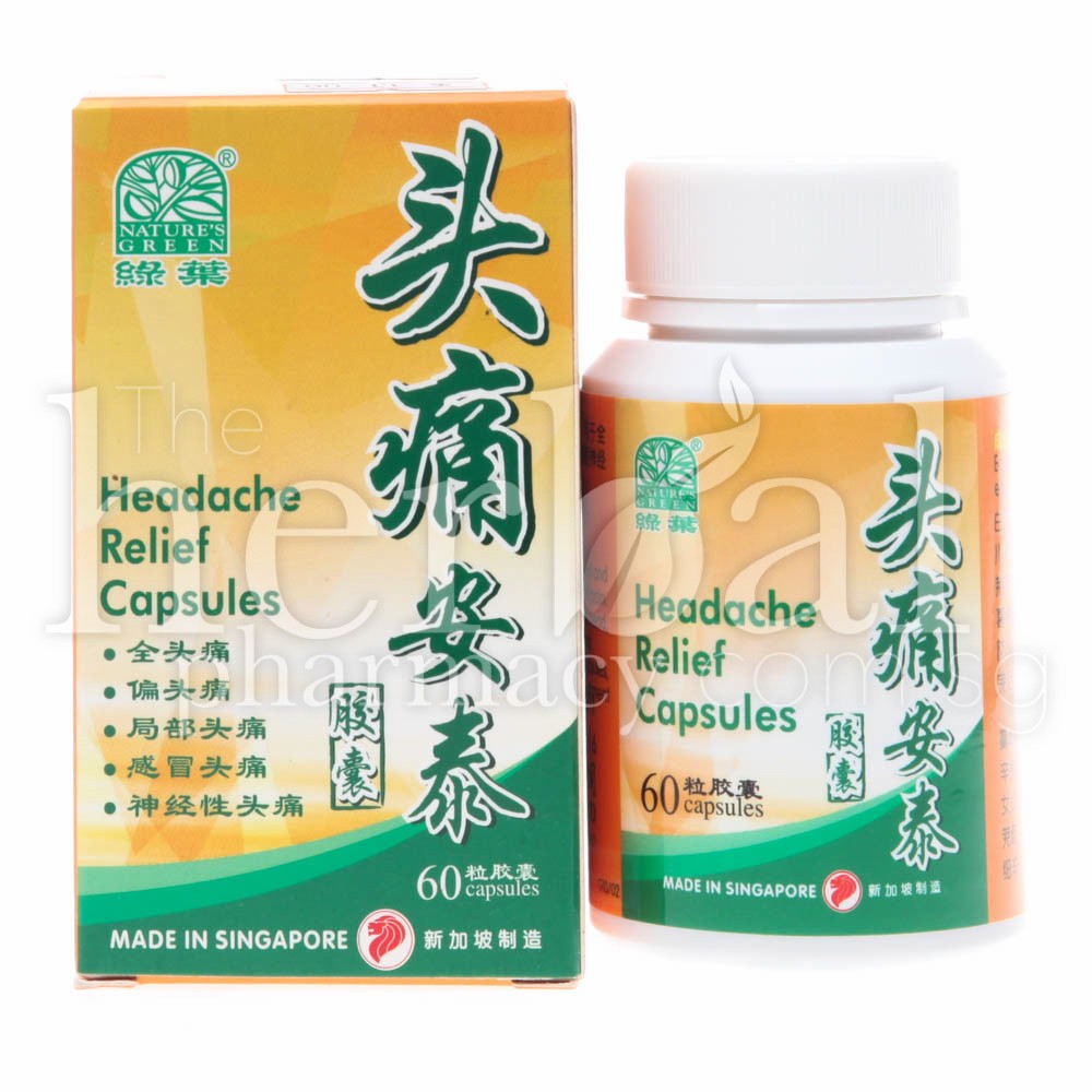 NATURE'S GREEN HEADACHE RELIEF CAPSULES 60'S - Theherbalpharmacy