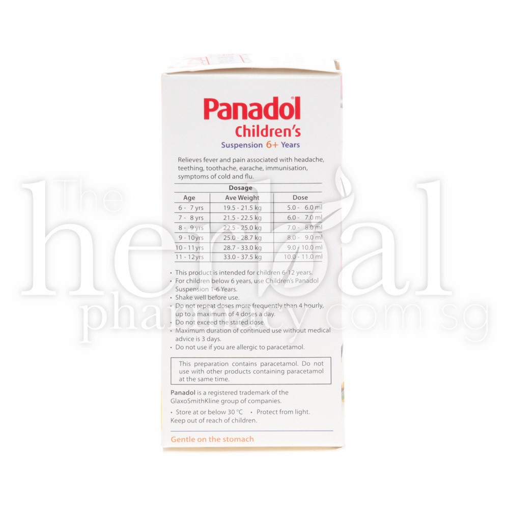 PANADOL CHILDREN SUSPENSION 6+ 60ML - Theherbalpharmacy