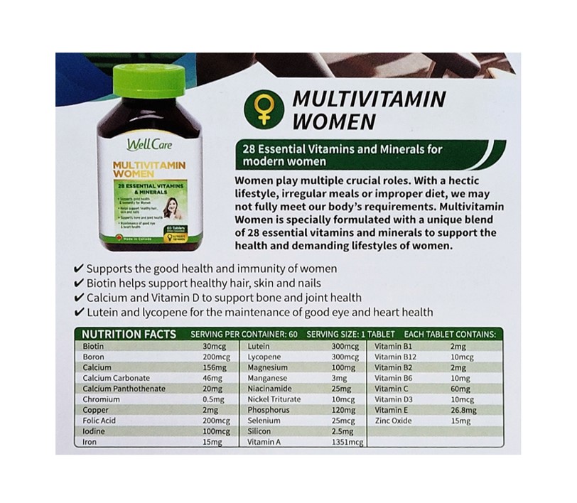 WellCare Multivitamin Women 60 Tablets - Theherbalpharmacy